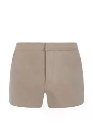 MC2 SAINT BARTH Leather-trim Wool Shorts - Neutrals