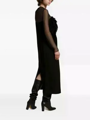 Alberta Ferretti Feather-embellished Enver Satin Midi Dress