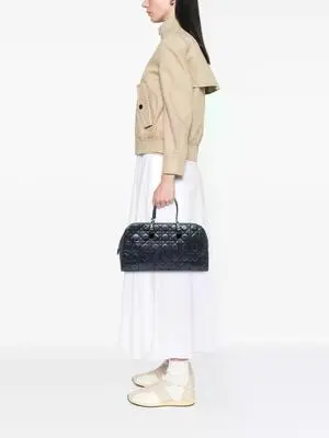 Dior 2001 Perforated Lambskin Cannage And Denim Malice Handbag