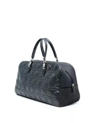 Dior 2001 Perforated Lambskin Cannage And Denim Malice Handbag