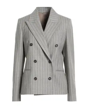 Brunello Cucinelli Striped Wool Blazer - Grey