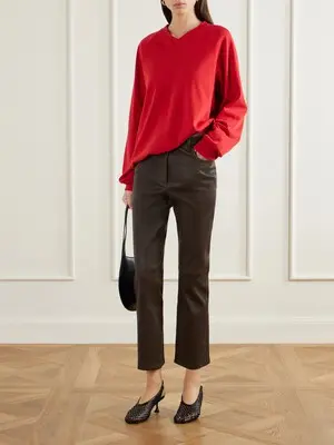 JOSEPH Leather Cropped Flared Pants