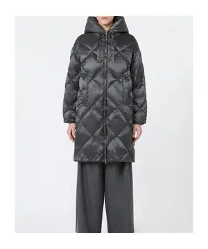 Max Mara Midi Puffer Jacket With Hood In Water