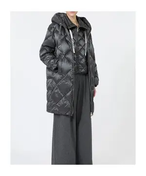 Max Mara Midi Puffer Jacket With Hood In Water