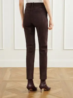 JOSEPH Slim-fit Straight Suede Trousers