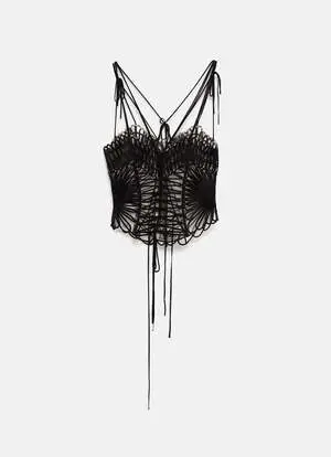 Attico Embroidered Tulle Top