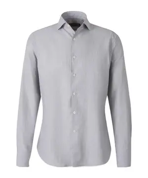 Canali Long Sleeved Plain Shirt - Light Gray