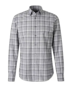 Canali Long Sleeved Plaid Shirt - Gray