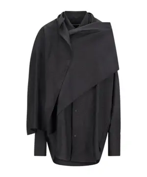 DARKPARK Georgia Detachable Scarf Wool Shirt - Black