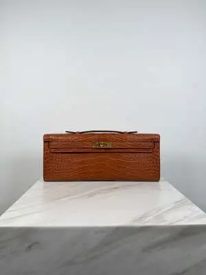 Hermès Kelly Gold Matte Alligator Gold Hardware - Brown