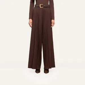 L'Agence Nova Pleated Wide-leg Pants - Dark Java