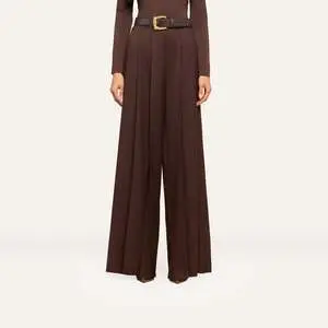 L'AGENCE Nova Pleated Wide-leg Pants - Dark Java