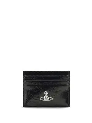 VIVIENNE WESTWOOD Leather Card Holder With Orb Logo - Black
