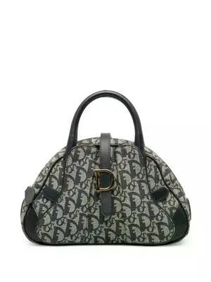 Dior 2001 Mini Diorissimo Trotter Canvas Double Saddle Bowler Bag Handbag - Blue