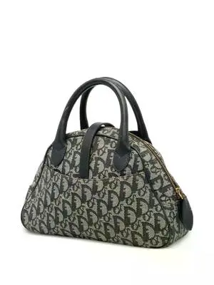 Dior 2001 Mini Diorissimo Trotter Canvas Double Saddle Bowler Bag Handbag