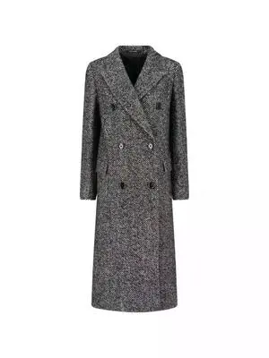 Tagliatore Herringbone-pattern Double-breasted Coat - Black