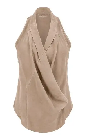 CURATORIA Fuste Suede Top - Tan