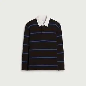 WAX LONDON Rowhill Mirror Stripe Rugby Shirt - Brown/blue