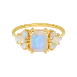 LA KAISER Rainbow Moonstone & Opal Empress Ring - Yellow