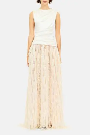 Ulla Johnson Giselle Ss Fringe Gown - Ecru
