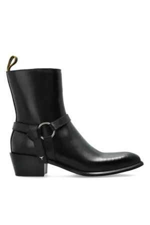 Fendi Double O Leather Ankle Boots - Black