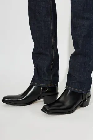 Fendi Double O Leather Ankle Boots