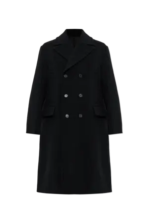 Fendi Wool Formal Double-breasted Coat With Single Back Vent By - Black