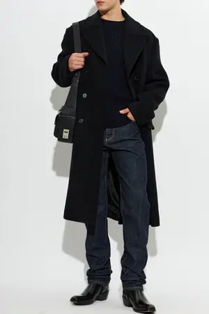 Fendi Wool Formal Double-breasted Coat With Single Back Vent By