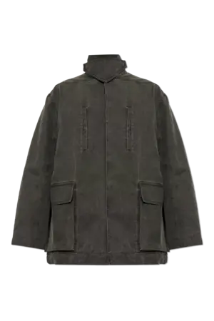 Rick Owens Gray Denim Jacket With Pockets - Grey