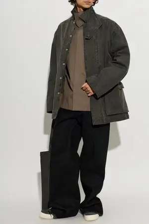 Rick Owens Gray Denim Jacket With Pockets