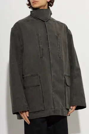 Rick Owens Gray Denim Jacket With Pockets