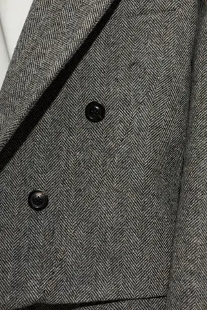 MAISON MARGIELA Gray Wool Herringbone Cropped Blazer