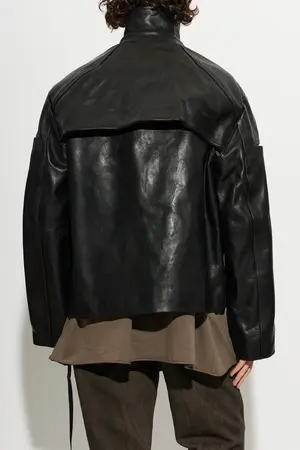 Rick Owens Leather Jacket With High Collar