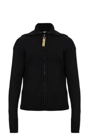 Fendi Wool Cardigan With Stand Collar - Black