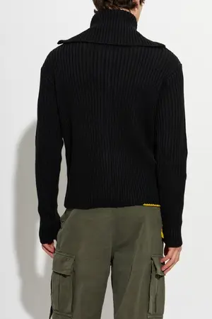 Fendi Wool Cardigan With Stand Collar