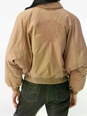 Versace Embroidered Cotton-gabardine Blouson - Neutrals