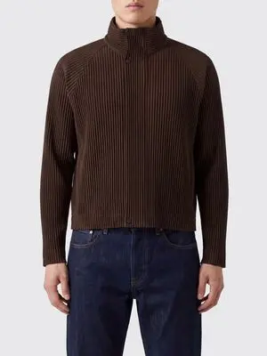 Issey Miyake High-neck Pleated Technical Fabric Cardigan Homme Pliss - Brown