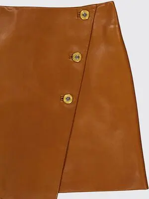 Versace Asymmetrical Lambskin Wrap Mini Skirt With High-waisted Fit