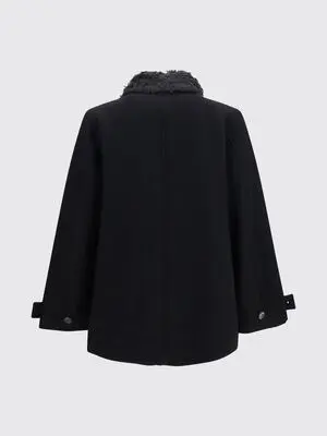 Our Legacy Double-breasted Short Coat In Wool With Fur Collar