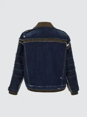 Dsquared2 Double-layer Patchwork Design Denim Jacket With Zip Closure