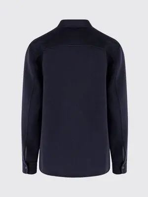 Aspesi Pure Wool Overshirt With Patch Pockets And Classic Collar - Blue