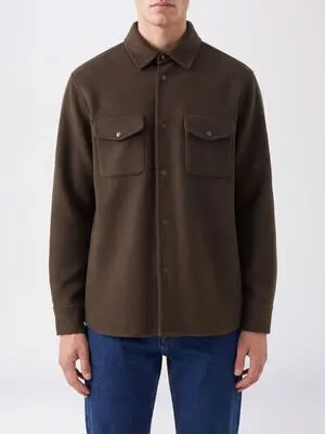 Aspesi Pure Wool Overshirt With Patch Pockets And Classic Collar - Brown