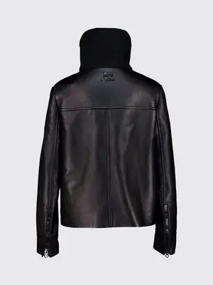 COURREGES Cropped Lambskin Leather Jacket With High Neck And Zipped Cuffs