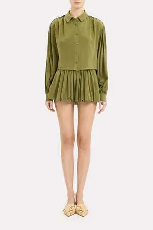 Ulla Johnson Fiore Ls Cropped Blouse - Fern