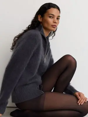 REISS Talitha Coloured 40 Denier Tights - Navy