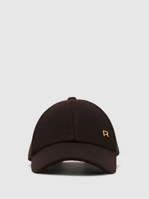 REISS Fiona Wool-blend Flannel Baseball Cap - Chocolate