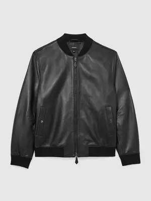 REISS Strain Leather Bomber Jacket