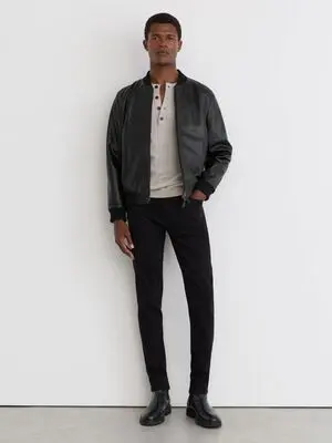 REISS Strain Leather Bomber Jacket