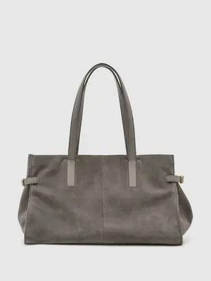 REISS Elise Suede Medium Tote Bag