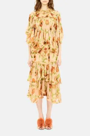 Ulla Johnson Lenore Tiered Midi Skirt - Rosaline